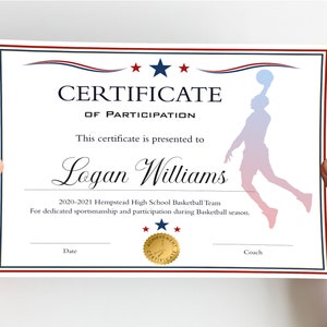 Editable Basketball Certificate Template Bundle for Boys and Girls, Red ...
