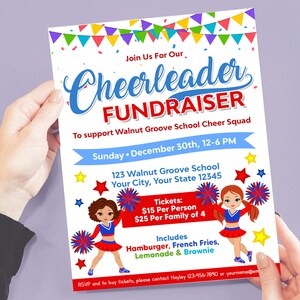 Editable Cheerleader Fundraiser Flyer, School PTO PTA Fundraiser Event ...