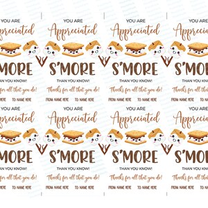 Editable Smore Tags, You Are Appreciated Editable Gift Tag, Client ...