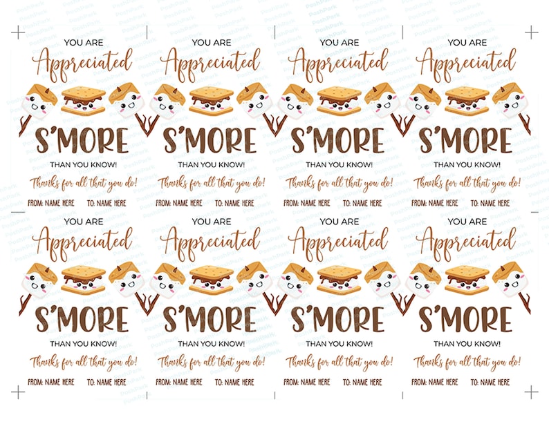 Editable Smore Tags You Are Appreciated Editable Gift Tag - Etsy