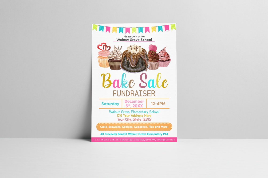 EDITABLE Bake Sale Flyer, Printable , PTO PTA Flyers, School Family ...