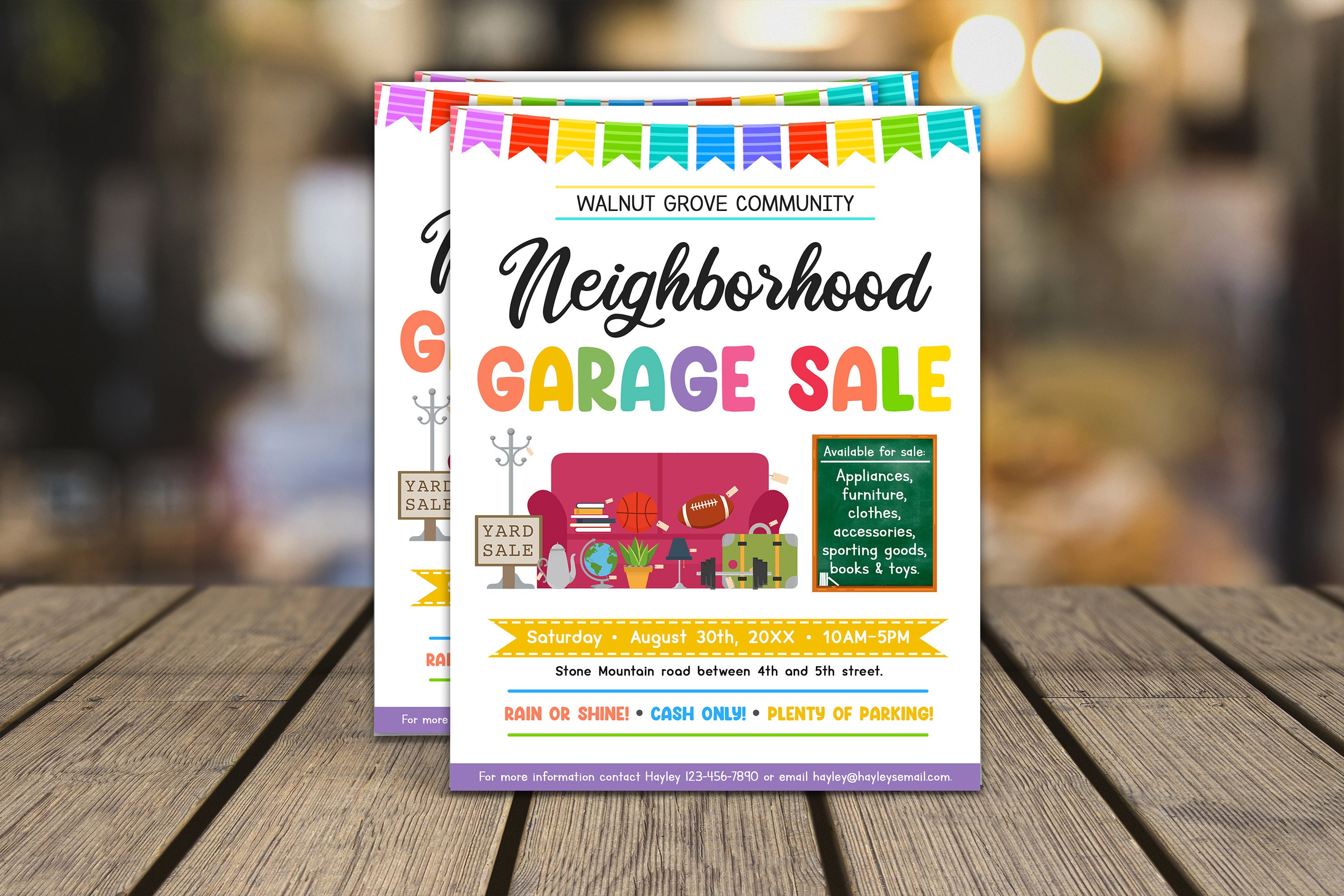 EDITABLE Garage Sale Flyer Temple, Printable Community Yard Sale Flyer ...