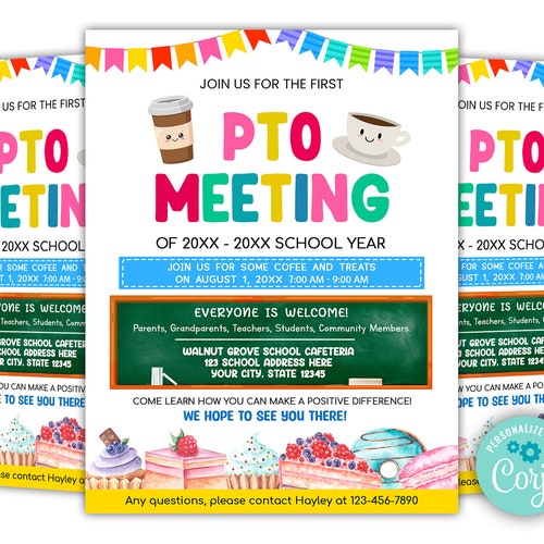 EDITABLE PTO PTA Meeting Informational Flyer Printable - Etsy