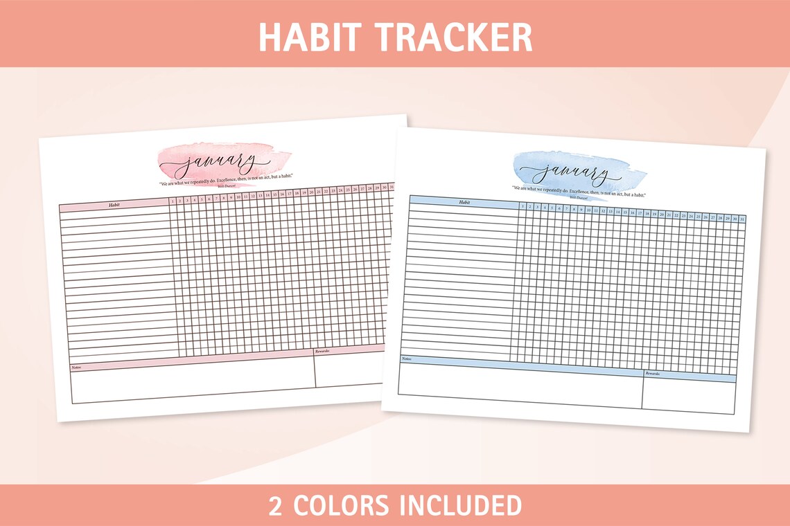 Minimalist 30 Day Habit Tracker Printable Monthly Habit - Etsy