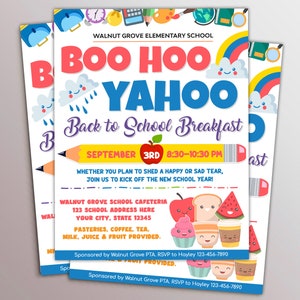 Editable Boo Hoo Breakfast Invite, Back to School Breakfast Flyer ...