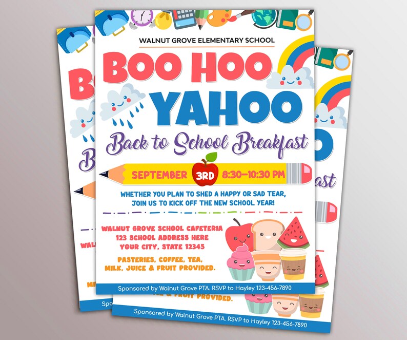 Editable Boo Hoo Breakfast Invite, Back to School Breakfast Flyer ...