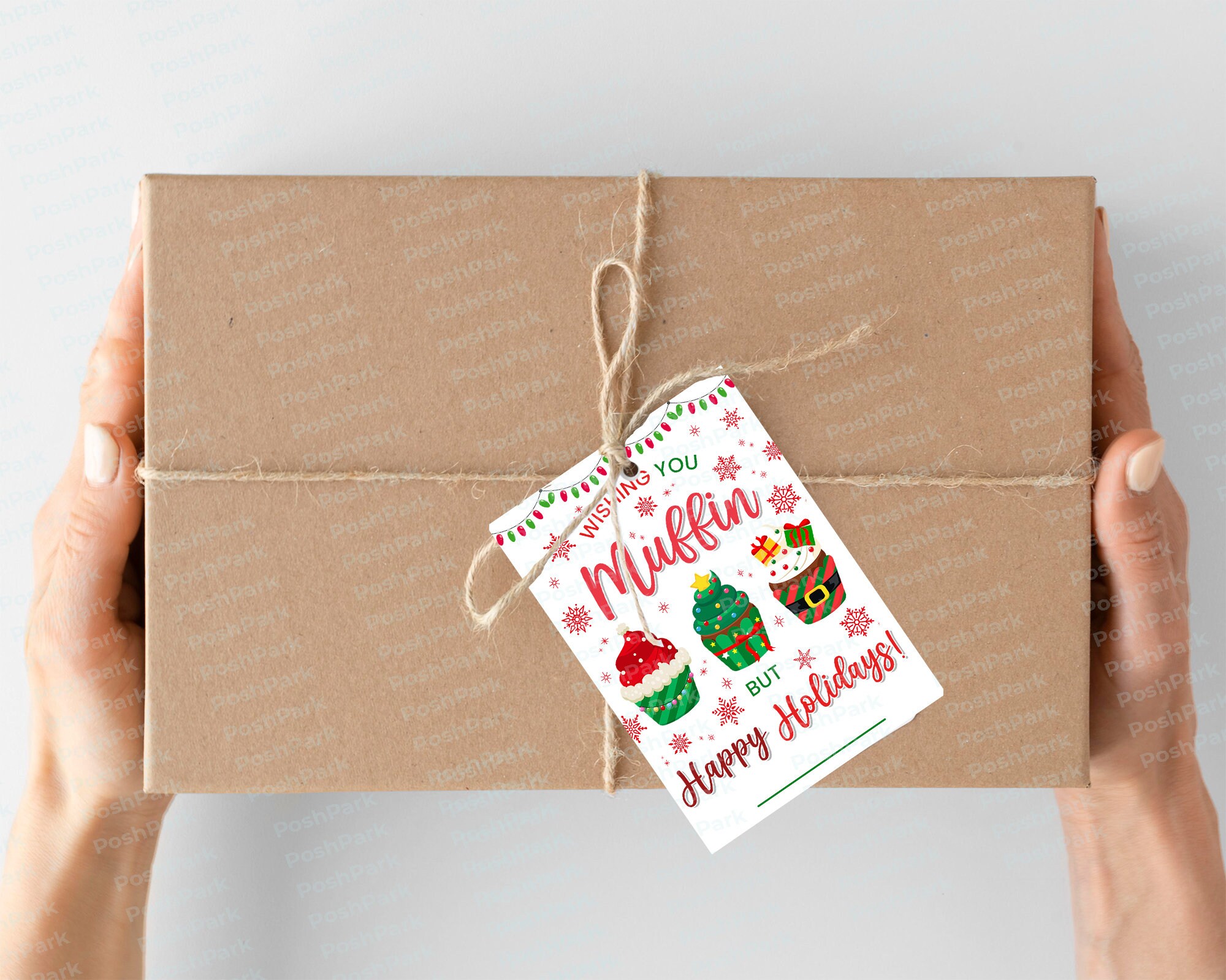 PDF Xmas Holiday Gift Tags, Wishing You Muffin but Happy Holiday Tags ...