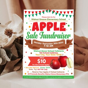 Editable Apple Sale Fundraiser Flyer Template, School Church ...