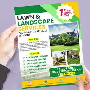 Editable Lawn and Landscaping Flyer and Business Card Bundle ...