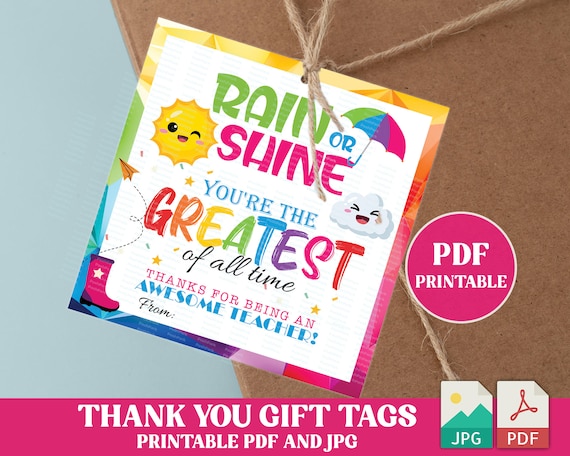 Printable PDF Teacher Appreciation Gift Tag, Cute Appreciation Gift ...