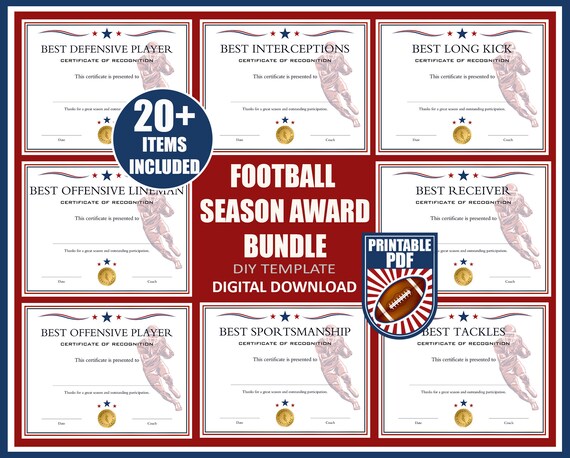 PRINTABLE Red White Blue PDF End of Season Football Award | Etsy