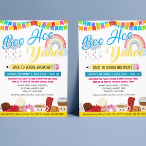 EDITABLE Boo Hoo Yahoo Back to School Breakfast Flyer, Back to School ...