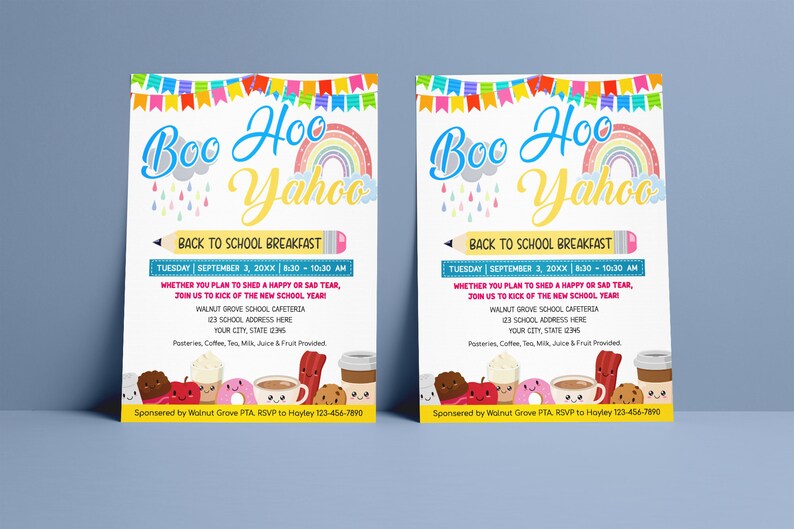 EDITABLE Boo Hoo Yahoo Back to School Breakfast Flyer, Back to School ...