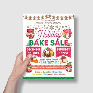 Editable Holiday Bake Sale Flyer, School Fundraiser Event, Christmas ...