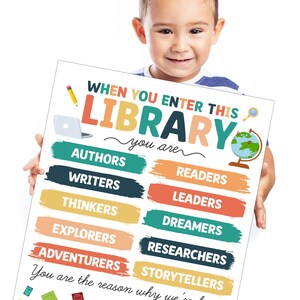 Printable Library Sign, Boho Library Posters, Downloadable Watercolor ...