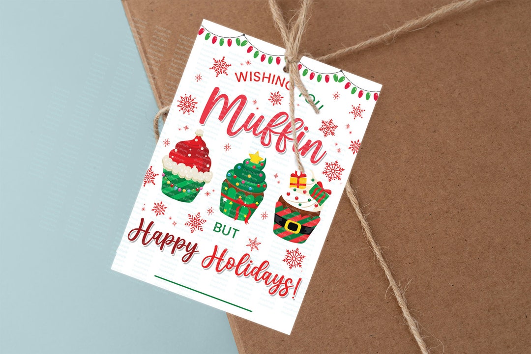 Editable Christmas Holiday Gift Tags, Wishing You Muffin Holiday Tag ...