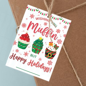 Editable Christmas Holiday Gift Tags, Wishing You Muffin Holiday Tag ...