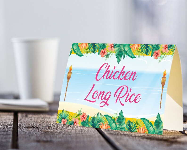 Luau Place Cards, Luau Food Labels, Hawaiian Food Labels, Luau Buffet ...