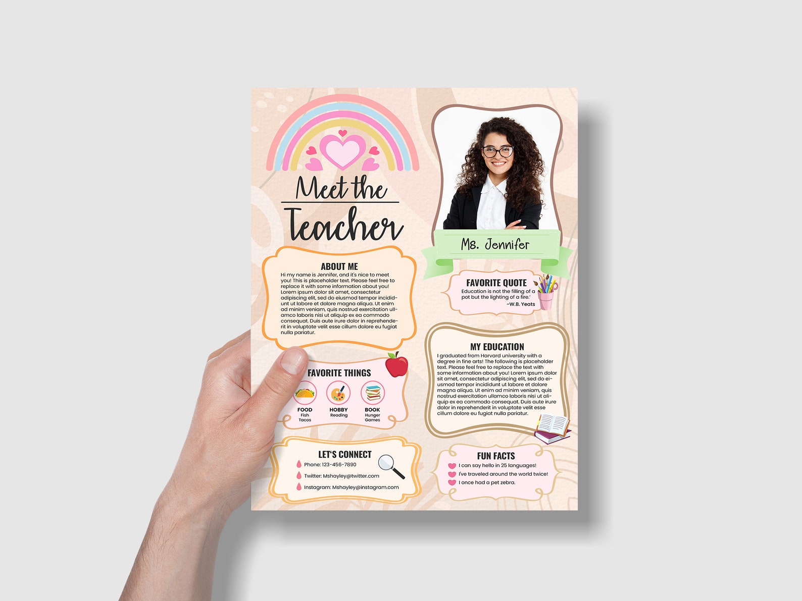 Meet the Teacher Template Rainbow Meet the Teacher Template - Etsy
