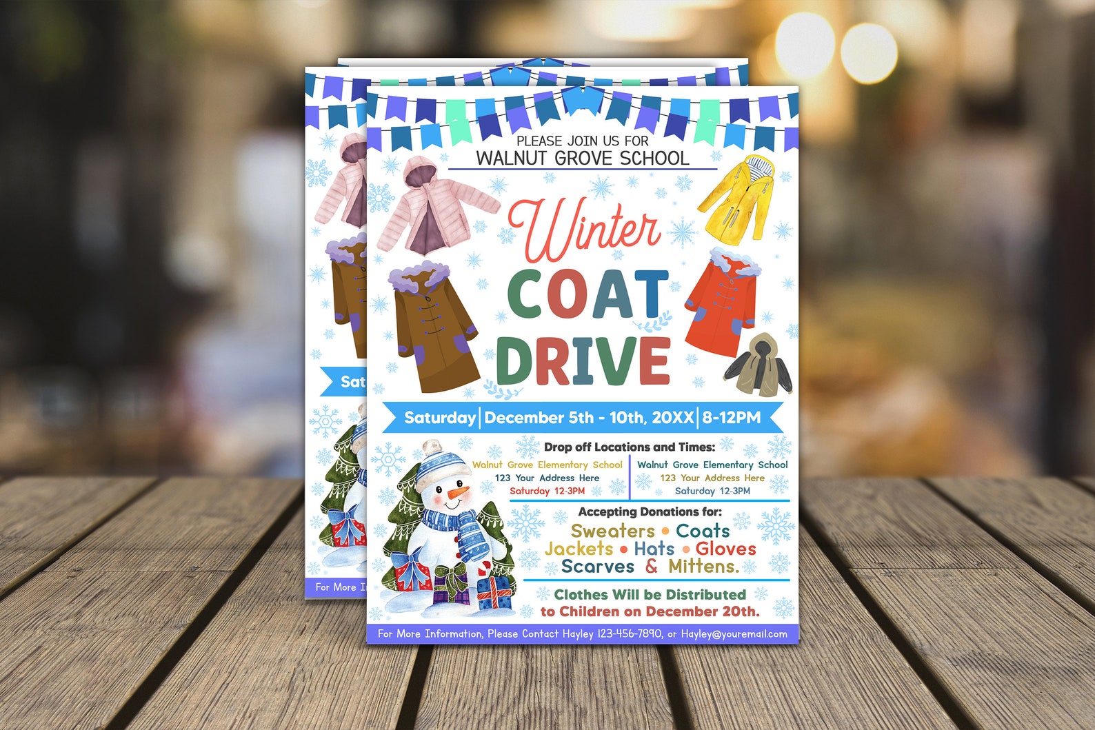 Editable Winter Coat Drive Flyer Template DIY Charity Church - Etsy