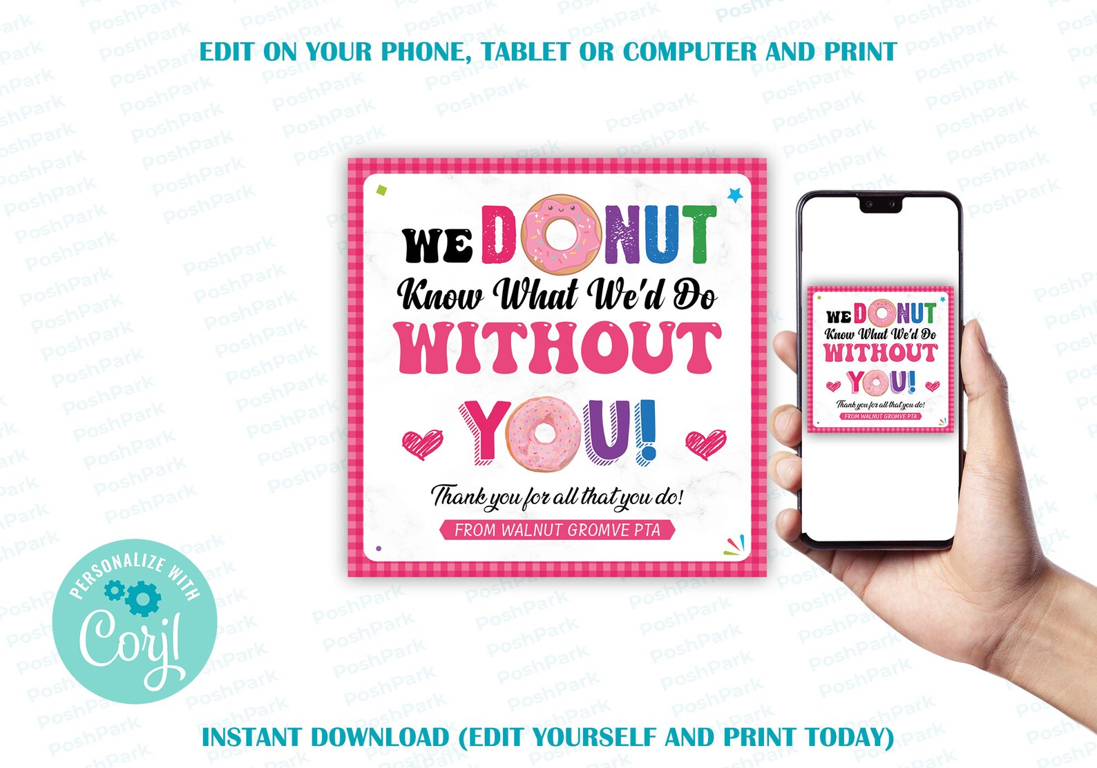 EDITABLE Donut Know What We'd Do Without You Gift Tag - Etsy