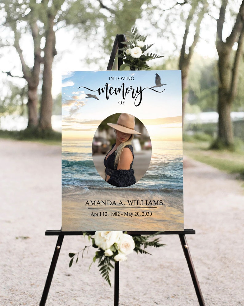 Editable Funeral Welcome Sign Template Blue Ocean Memorial - Etsy