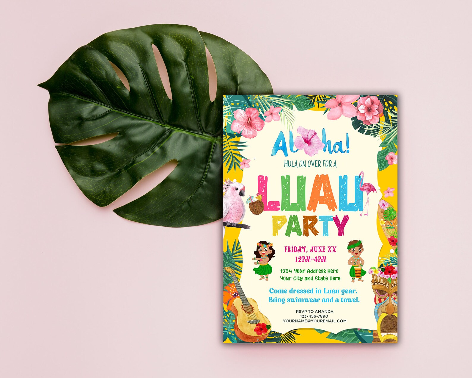 Luau Party Invitation Editable Luau Invitation Tropical Event | Etsy