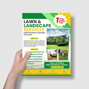 Editable Lawn and Landscaping Flyer and Business Card Bundle ...