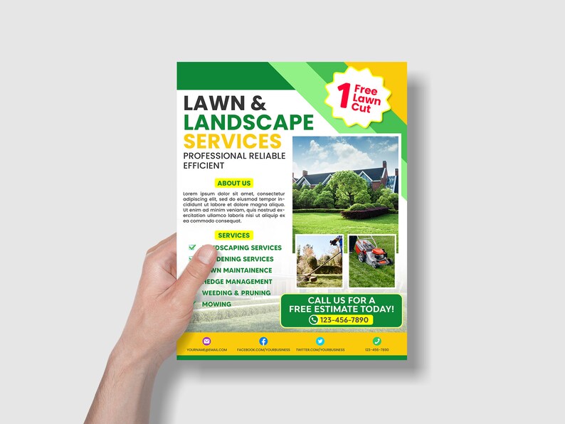 Editable Lawn and Landscaping Flyer and Business Card Bundle - Etsy