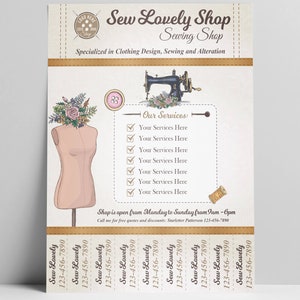 Editable Sewing Business Flyer Template With Tear-off Tabs | Tailor ...