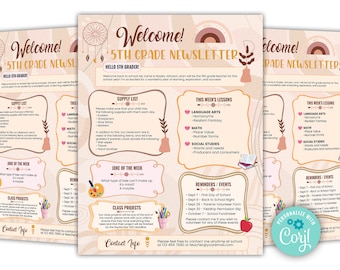 EDITABLE School Newsletter, Back to School Letter, Welcome Back to ...