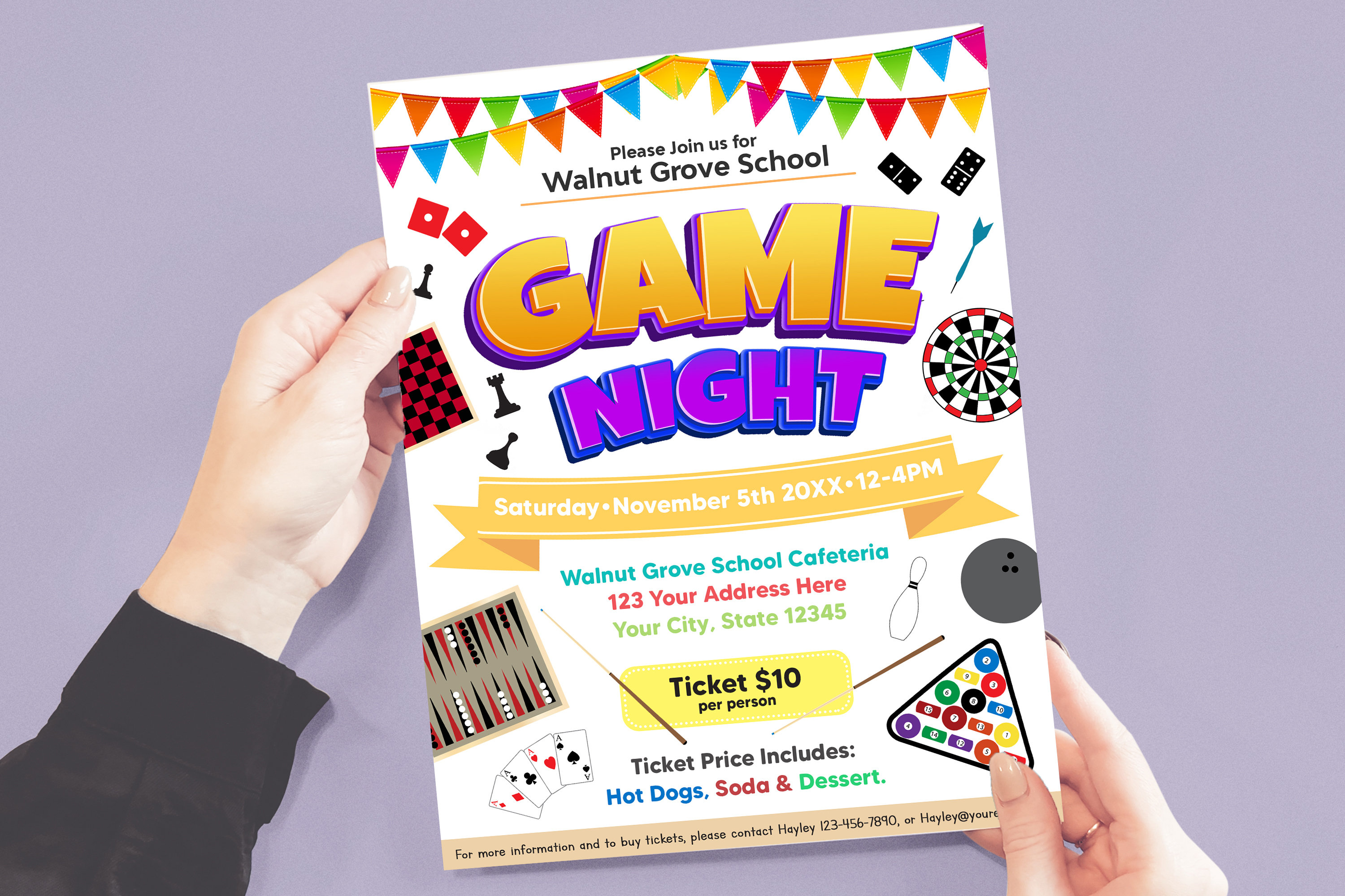 Editable Game Night Invite Flyer Template, Family Game Night, DIY PTA ...