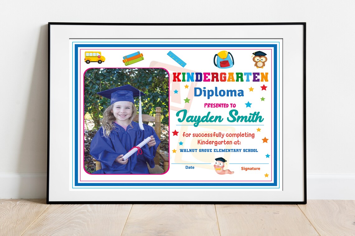 Kindergarten Diploma Editable Template With Photo - Etsy