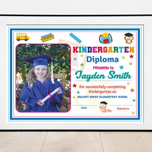 Kindergarten Diploma Editable Template With Photo, Kindergarten ...