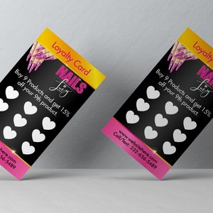 Nail Salon Loyalty Card Template, Nail Tech Loyalty Cards | Nails ...
