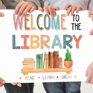 Printable Welcome Library School Sign PDF, Classroom Decor, School ...