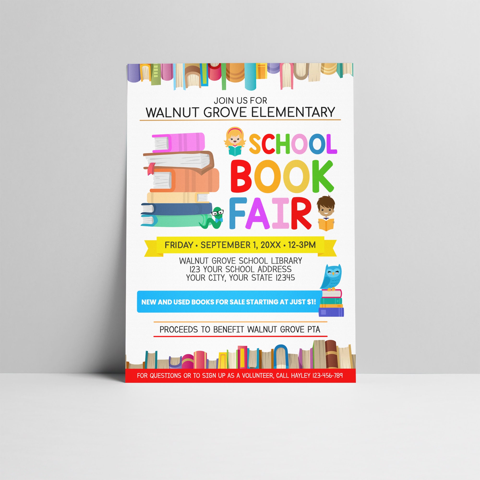 EDITABLE Book Fair Flyer Template Colorful School Fundraiser - Etsy