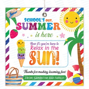 Editable Teacher Appreciation Gift Tag Editable, Schools Out Relax in ...