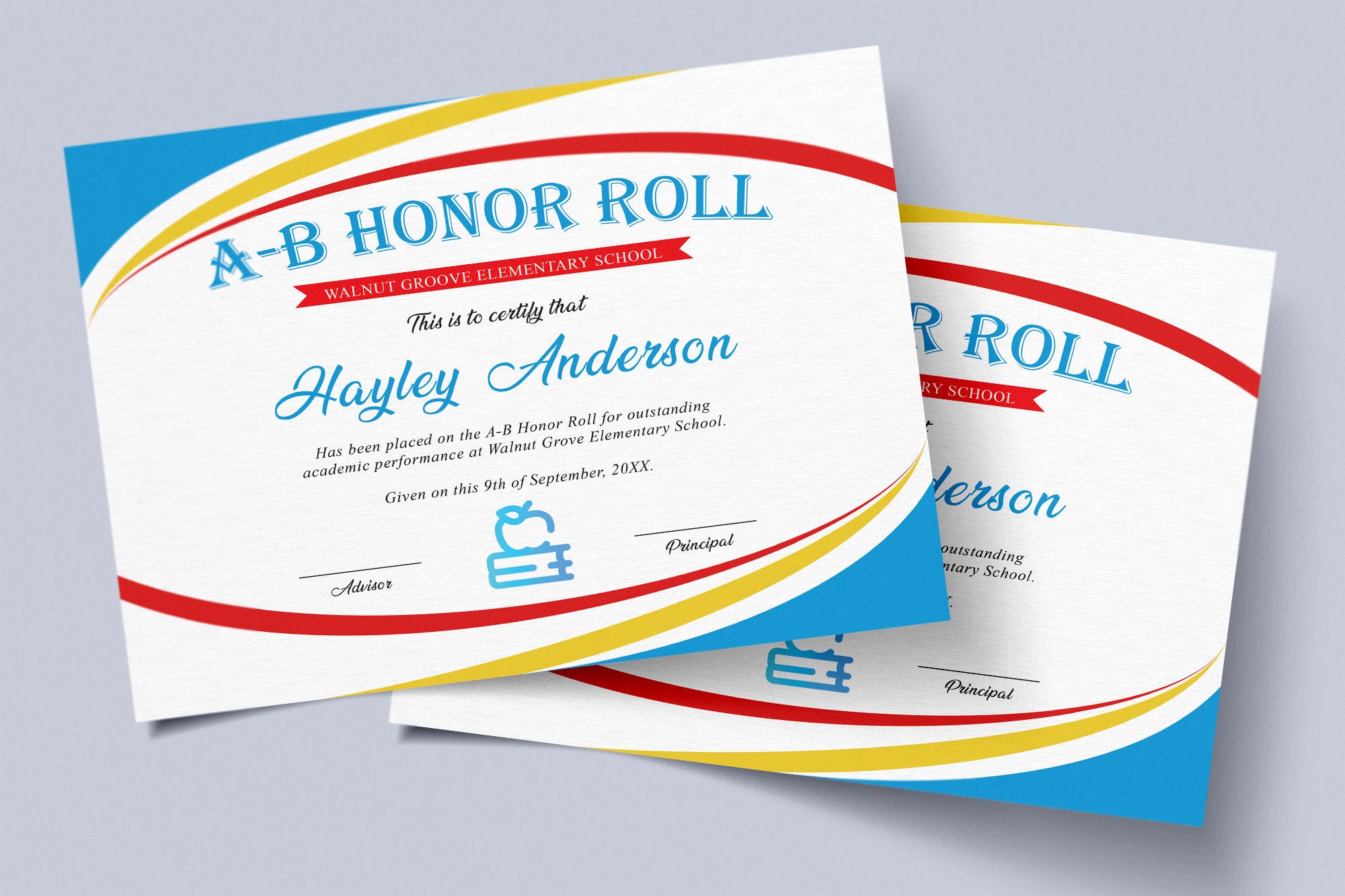 A B Honor Roll Certificate Template
