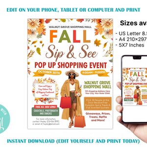 Printable Fall Pop-up Shop Event Flyer Editable Template - Etsy