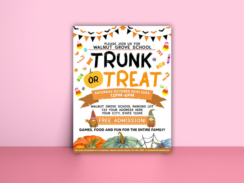 Editable Trunk or Treat Invite, School Neighborhood Church Trunk or ...