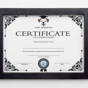 PRINTABLE Blank PDF, Puppy Dog Graduation Certificate Template, Puppy ...