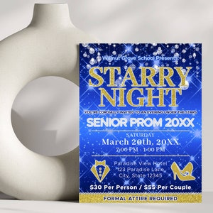 Editable Starry Night Prom Invitation, School Dance Flyer Invitation Prom Flyer, Starry Night ...
