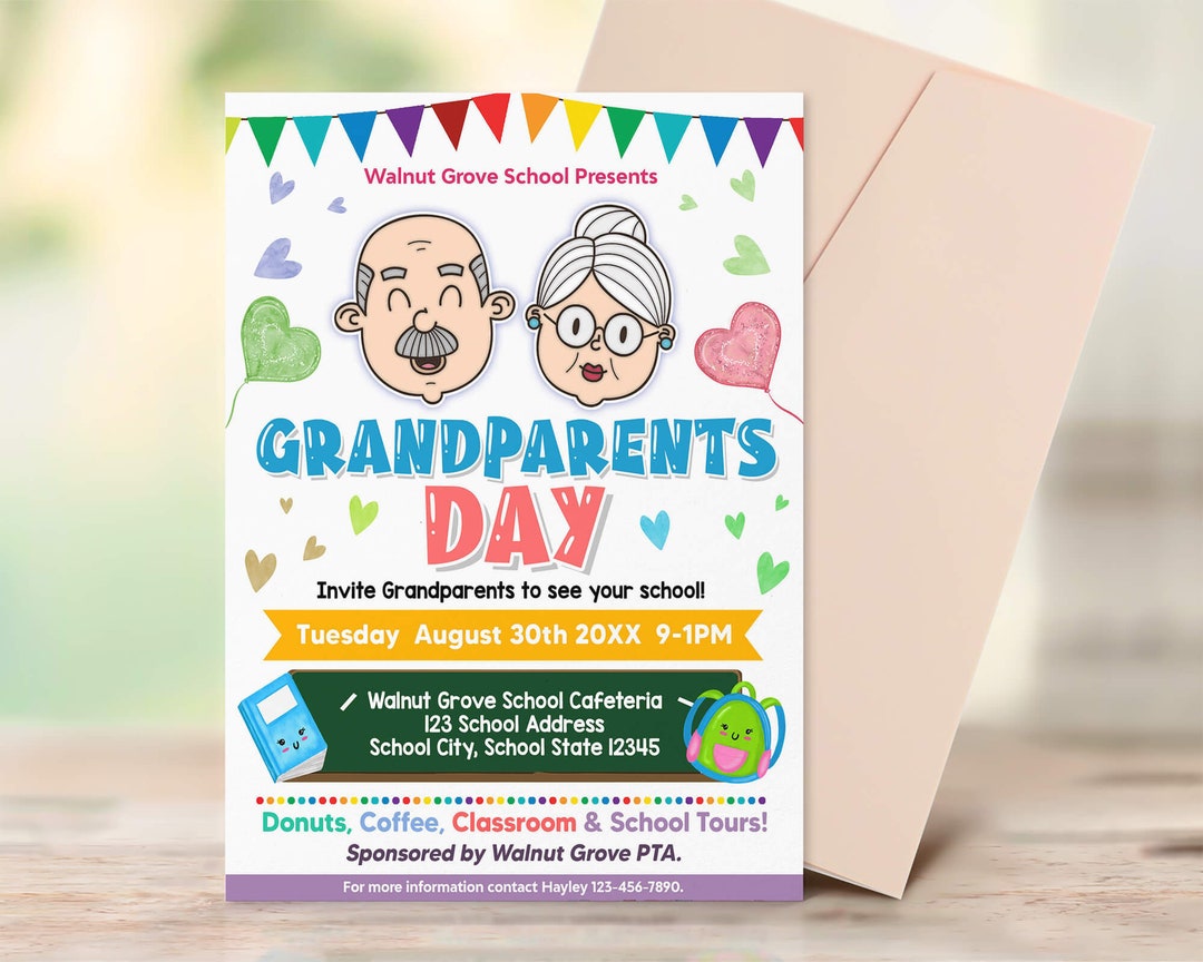 Grandparents Day Flyer Template, Printable PTA PTO Flyer School ...