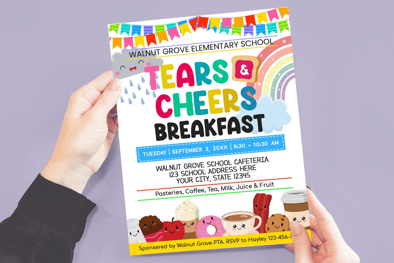 EDITABLE Tears and Cheers Breakfast Invitation Back to School - Etsy