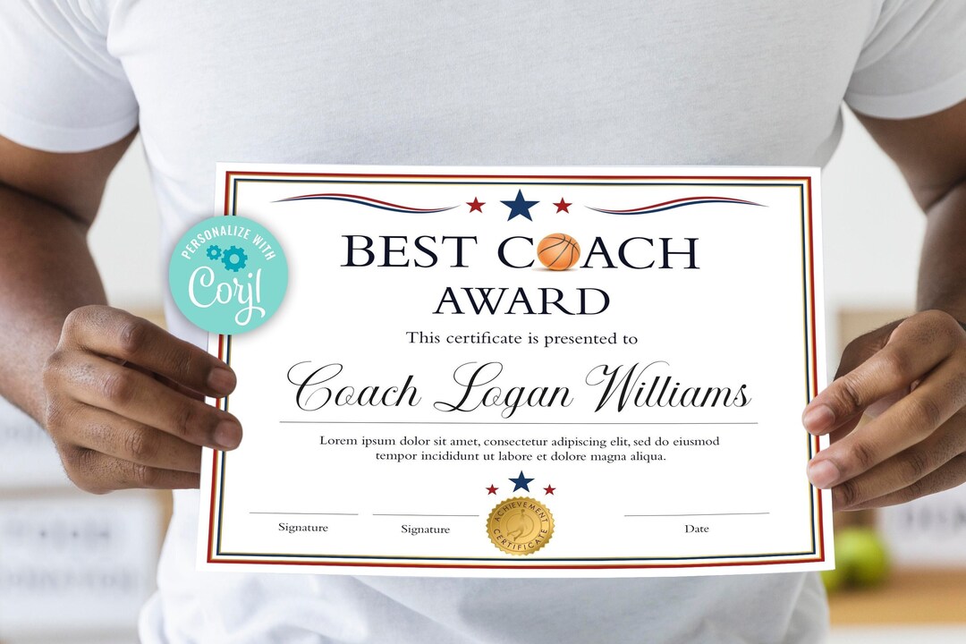 Downloadable Basketball Coach Certificate Template, Best Basketball ...
