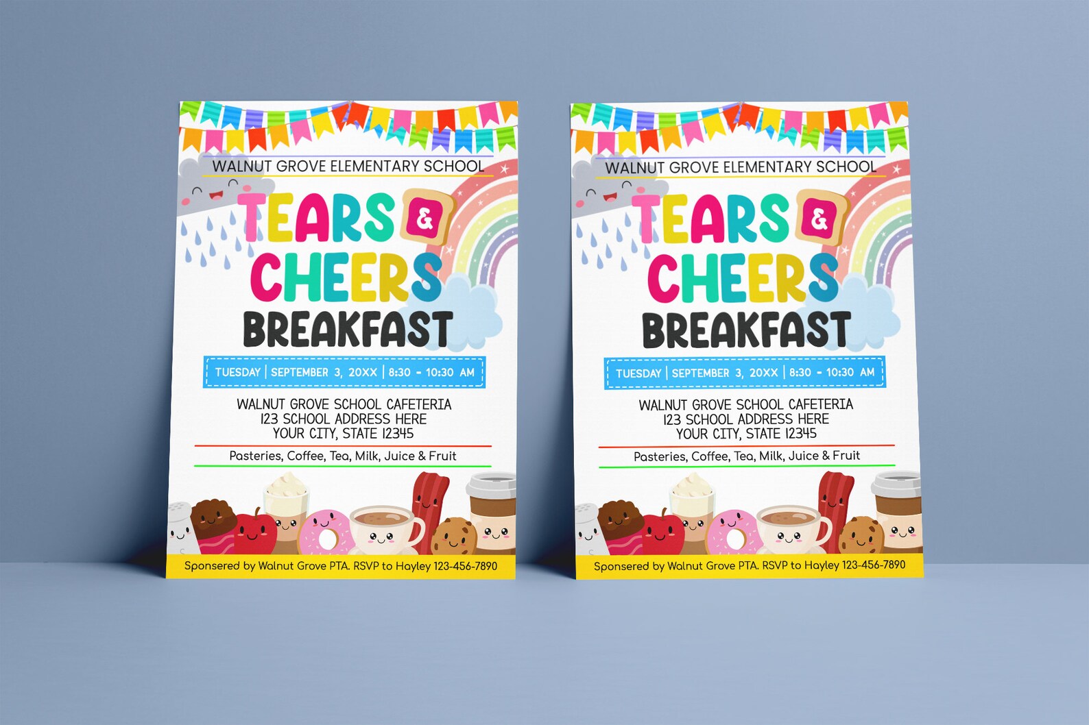 EDITABLE Tears and Cheers Breakfast Invitation, Back to School PTA PTO ...