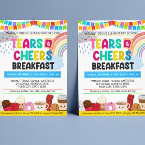 EDITABLE Tears and Cheers Breakfast Invitation, Back to School PTA PTO ...