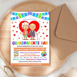 Grandparents Day Flyer Invite Template, PTA PTO Flyer School Fundraiser ...