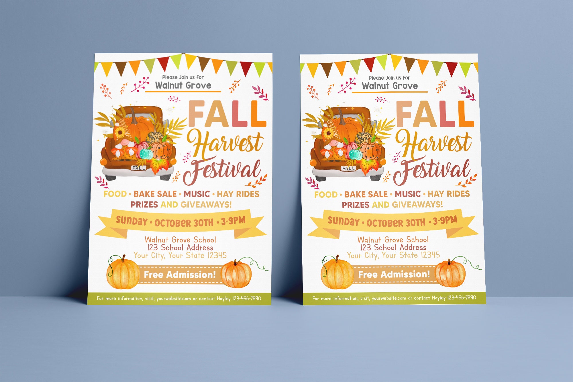 Editable Fall Harvest Festival Flyer, School Church Community Halloween ...